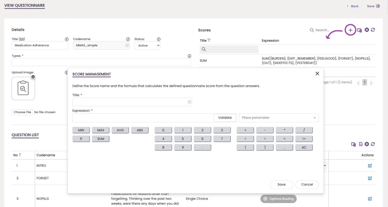 Questionnaire Scoring - Healthentia