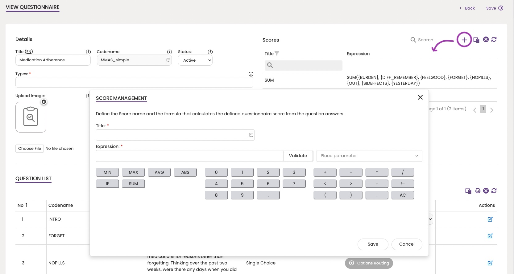 Questionnaire Scoring - Healthentia